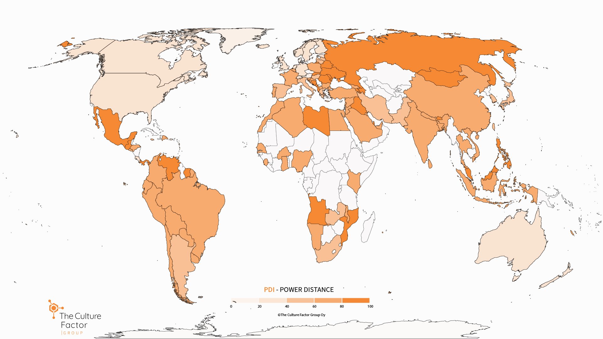 Research: The 6-D model maps of National Culture